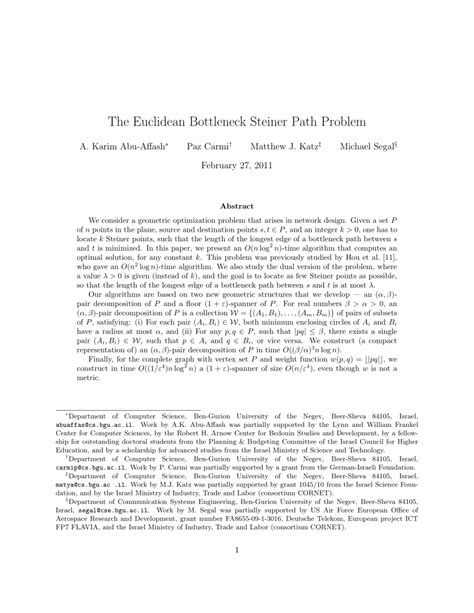 Pdf The Euclidean Bottleneck Steiner Path Problem