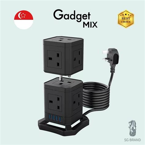 Gadget MIX Multi Plug 3 Way Adapter Multi Plug Vertical Tower Power Socket TV Home