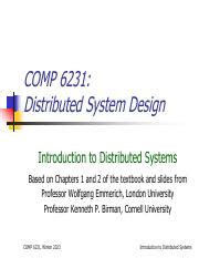 Introduction 6231w23 Pdf COMP 6231 Distributed System Design