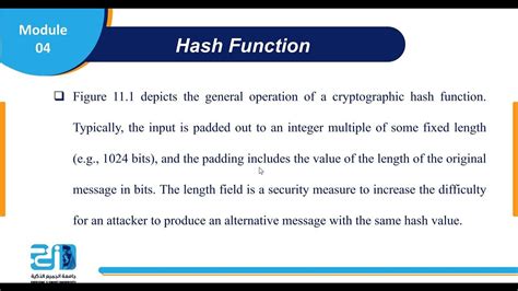 Introduction To Cryptography Lecture 8 Cryptographic Hash Function Esu Youtube