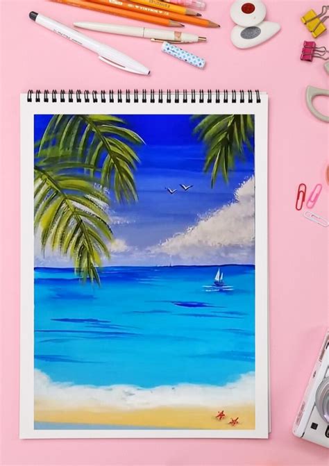 Как нарисовать море фломастерами - 39 фото