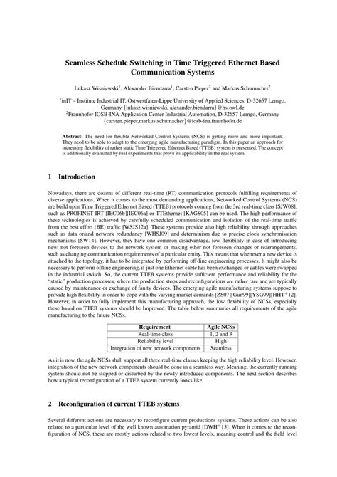 Pdf Seamless Schedule Switching In Time Triggered Ethernet Based