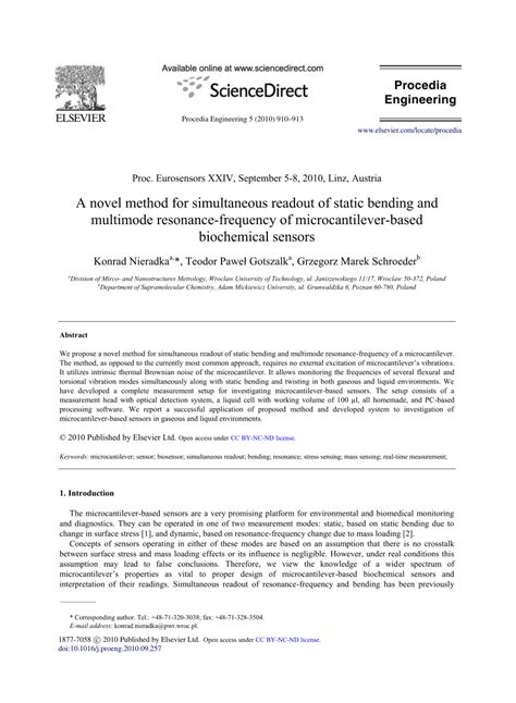 Pdf A Novel Method For Simultaneous Readout Of Static Bending And Multimode Resonance