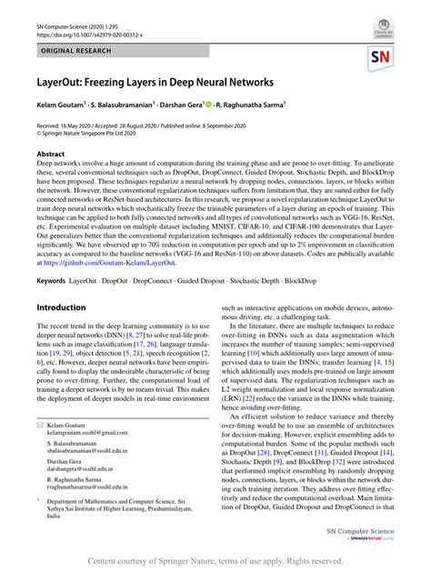 Layerout Freezing Layers In Deep Neural Networks Request Pdf