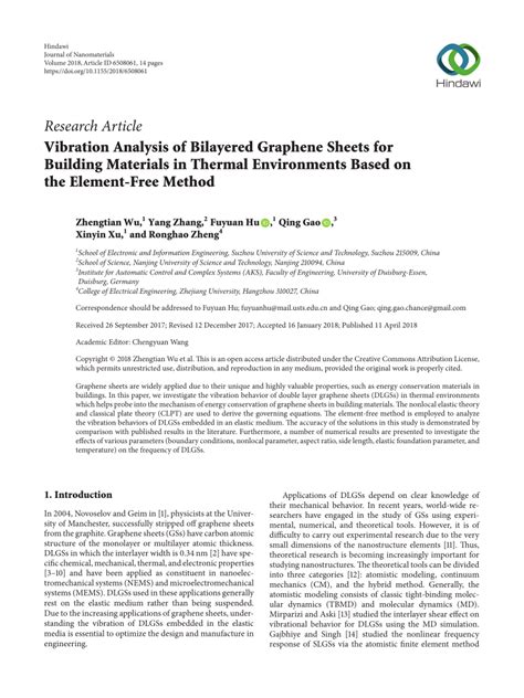 Pdf Vibration Analysis Of Bilayered Graphene Sheets For Building Materials In Thermal