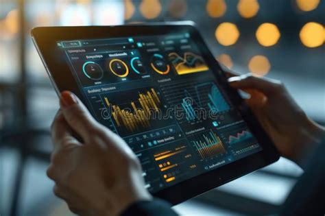 Data Analysis Concept On Tablet Business Performance Analysis Stock