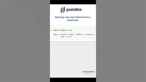 Selecting Rows And Columns From Dataframe In Pandas Youtube