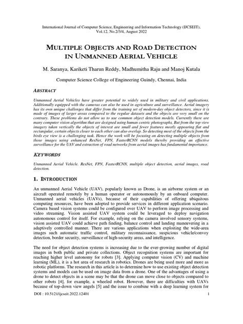 Multiple Objects And Road Detection In Unmanned Aerial Vehicle Download Free Pdf Unmanned