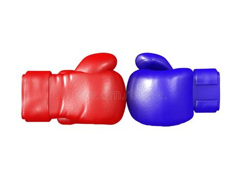 3d Rendering Of Red And Blue Boxing Gloves Hitting Each Other Stock