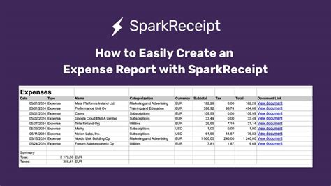 How To Easily Create An Expense Report With Sparkreceipt Sparkreceipt