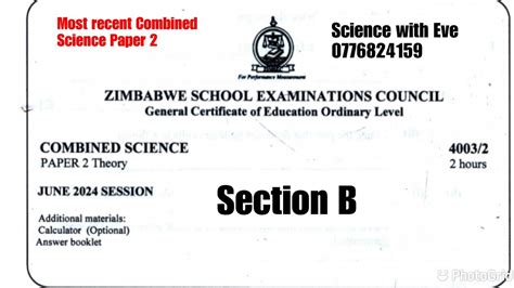 Zimsec June 2024 Combined Science Paper 2 Section B Biology