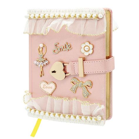 Wonhibo Cute Pink Diary With Lock And Key B6 Lace Glitter Notebook Journals Adult T Secret
