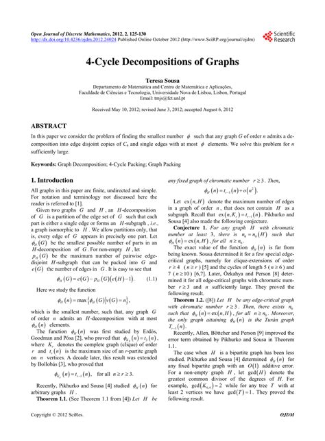 Pdf 4 Cycle Decompositions Of Graphs