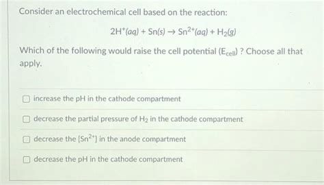 Solved The Standard Cell Potential Eºcell For The Reaction