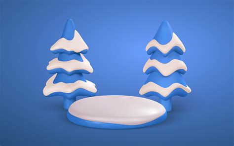 하얀 눈과 크리스마스 트리가있는 3d 라운드 장면 크리스마스 또는 새해 배너 또는 포스터 벡터 일러스트 레이 션 강단에 대한 스톡 벡터 아트 및 기타 이미지 Istock