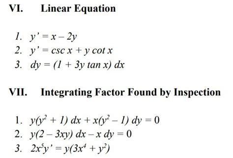 Solved Vi Linear Equation 1 Y X 2y 2 Y Csc X Y
