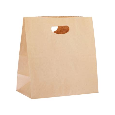 500 Pieces Kraft Paper Bag Die Cut Handle 28 X 28 Cm Hotpack Oman