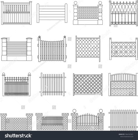 Fence Icons Setsimple Set Fence Icons Stock Vector Royalty Free 1664161921 Shutterstock