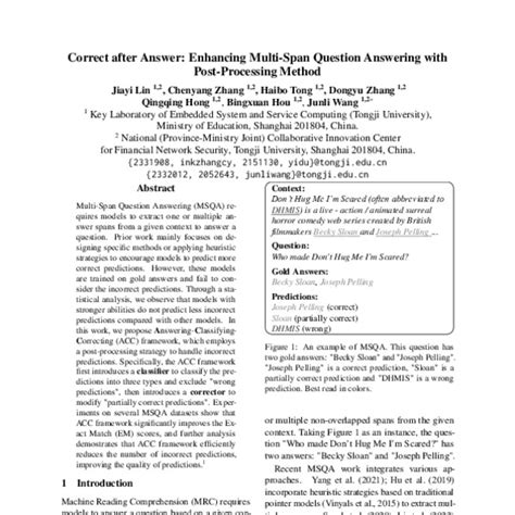 Correct After Answer Enhancing Multi Span Question Answering With Post Processing Method Acl