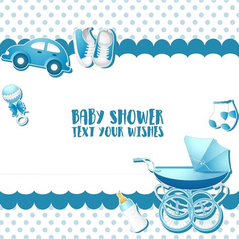 베이비 샤워 초대장 카드 템플릿 프리미엄 벡터