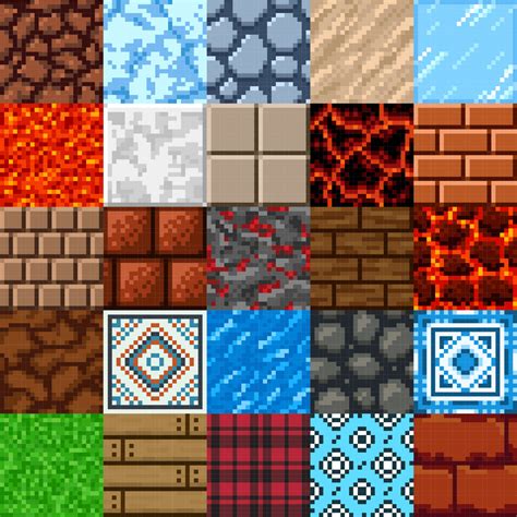 Retro 8 Bit Pixel Art Game Surface Patterns Set 23497137 Vector Art At