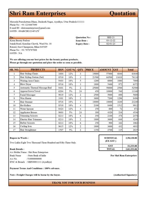 Quotation Format In Excel Quotation Template In Excel Quotation Sample In Excel Tax Shastra