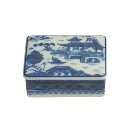 Mottahedeh Blue Canton Rectangular Covered Box Small Hc82 Homebello