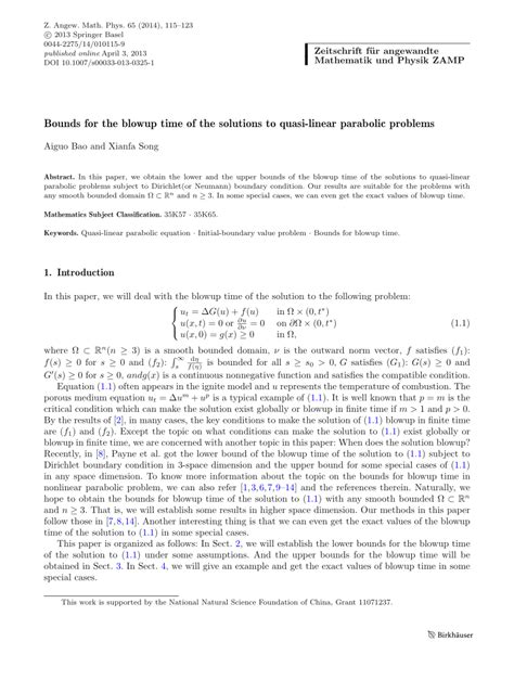 Pdf Bounds For The Blowup Time Of The Solutions To Quasi Linear Parabolic Problems