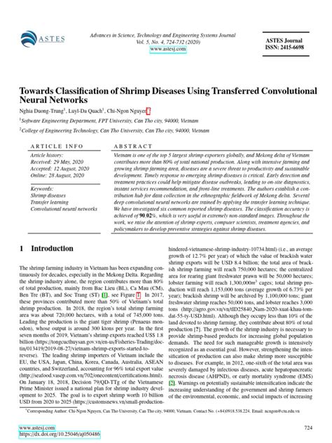 Shrimp Disease Using Transfered Neural Networks Pdf Science And Mathematics