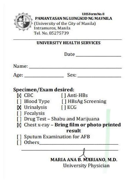 Uhs Form 8 Laboratory Request Form Cxrcbcua Pdf