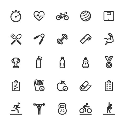 Icon Set Fitness And Exercise Line Icon 21179066 Png