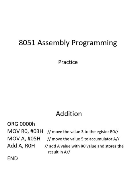 8051 Assembly Programming Practice Pdf Office Equipment Arithmetic