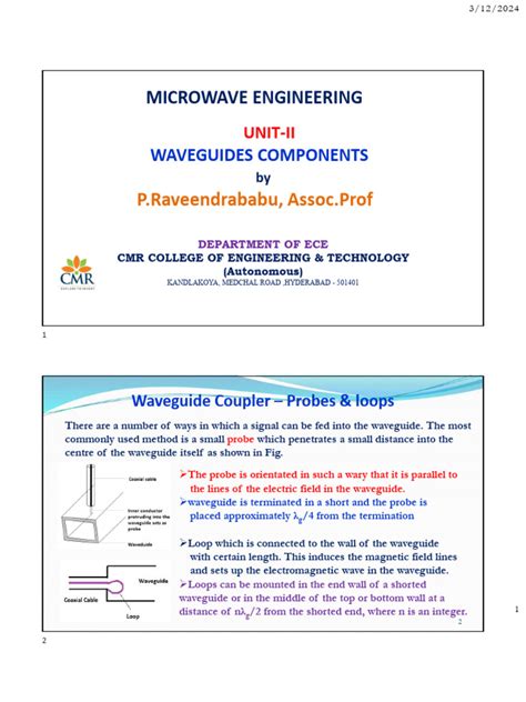 Mwe Unit 2 Waveguide Components Pdf Waveguide Electromagnetic