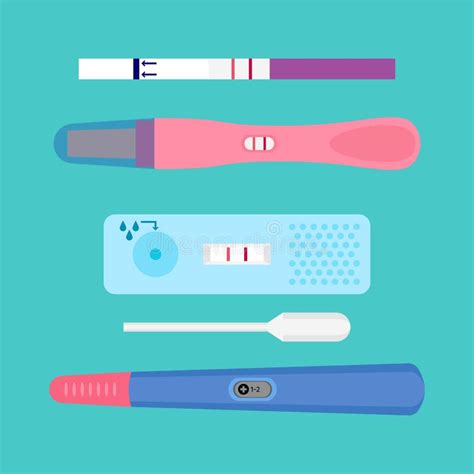 Pregnancy Test Flat Icons Ovulation Medical Tests Result Vector