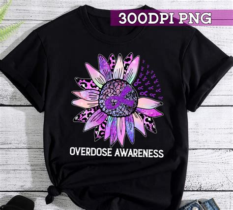 Overdose Awareness Wear Purple Leopard Sunflower Shirt Overdose Ribbon