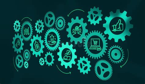 Business Sales Automation Concept With Group Of Gears Connected With