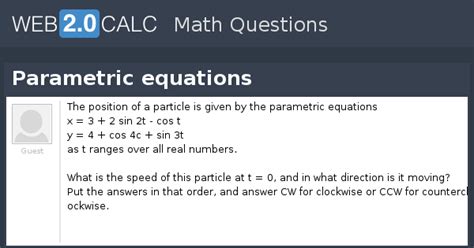 View Question Parametric Equations