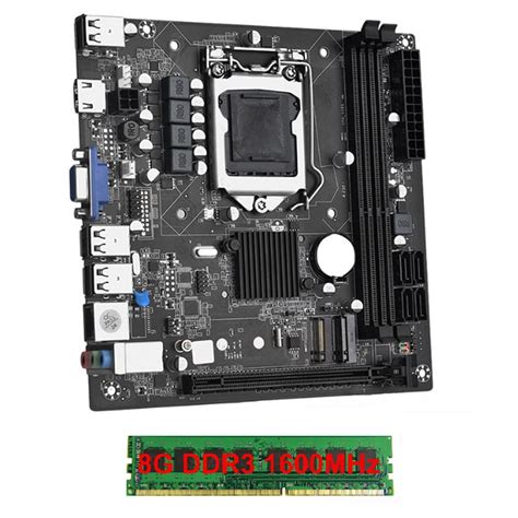 ITX H61 Desktop Motherboard With 1x8G DDR3 1600MHz RAM CPU LGA 1155 Support Up To 16GB RAM Slots