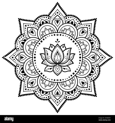 Lotus Mandala Black And White