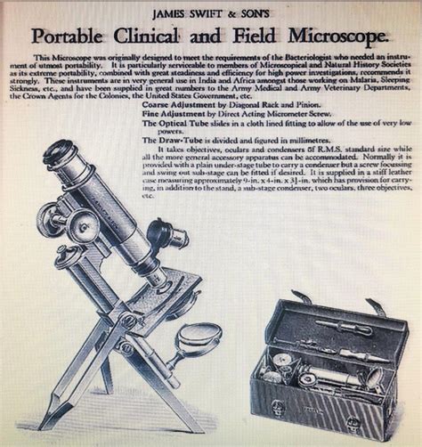 Rare Folding Portable Clinical And Field Microscope C 1900 Signed “j Swift And Son London” N°495