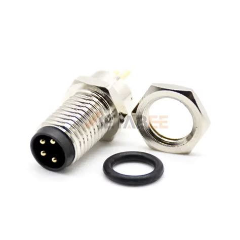 4 Pin M8 A Coded Male Bulkhead Panel Mount Connector For Pcb Metabeeai