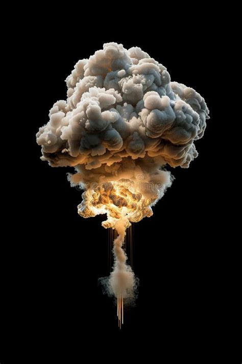 Nuclear Explosion Cloud Isolated On Black Background Generative Ai