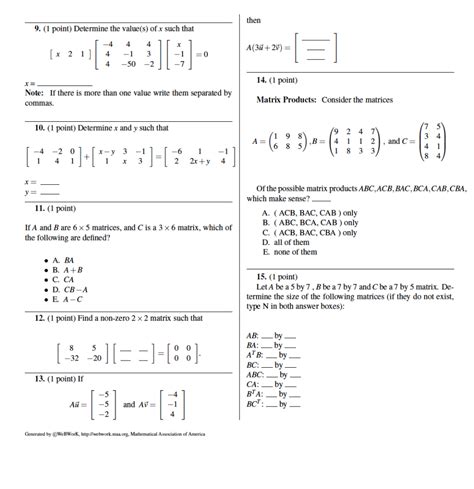 Solved 1 1 Point Evaluate The Following Matrix Product