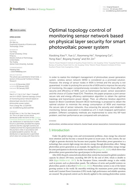 Pdf Optimal Topology Control Of Monitoring Sensor Network Based On Physical Layer Security For