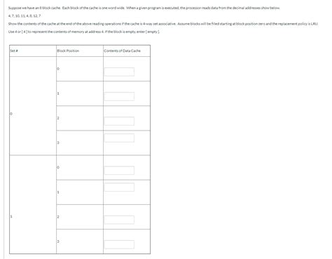 Question 1 4 Pts Suppose We Have An 8 Block Cache Chegg Com