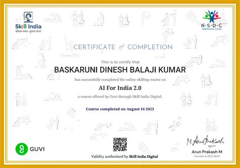 Baskaruni Dinesh Balaji Kumaarr On Linkedin Guvi Guvicertified