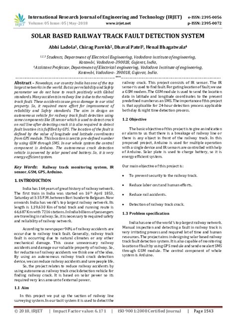 Pdf Solar Based Railway Track Fault Detection System