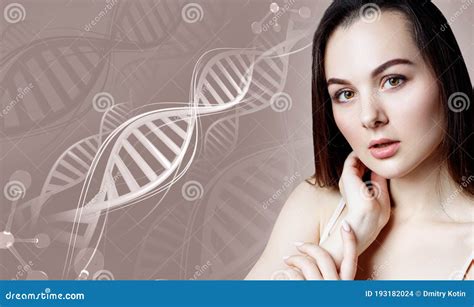 A Woman Among The DNA Strands Stock Photo Image Of Cosmetology Biology 193182024