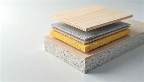 Cross Section Layered Composite Material Features Wood Stone Foam Granular Components Stock