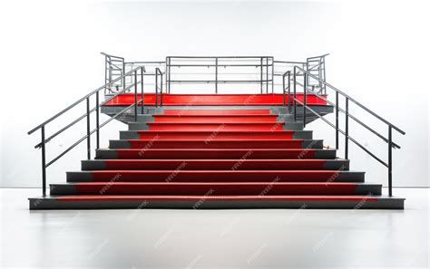 Fabulous Boxing Ring Red Stairs Isolated On White Background Premium